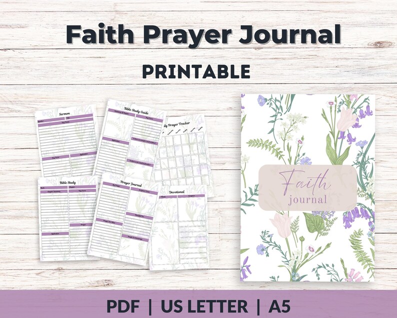 Faith Prayer Journal Printable, Christian Journal PDF, Guided Prayer ...