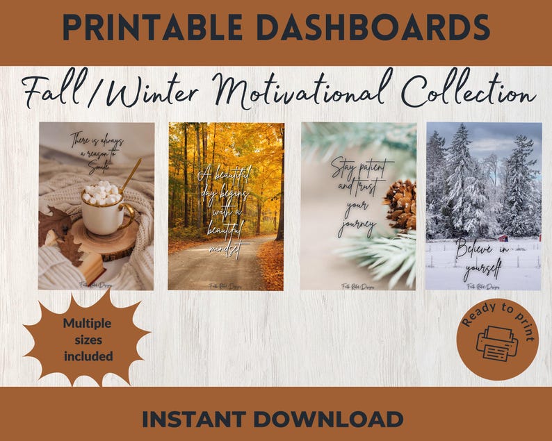 Fall/winter Motivational Planner Dashboards: A5 A6 Budget Binder ...
