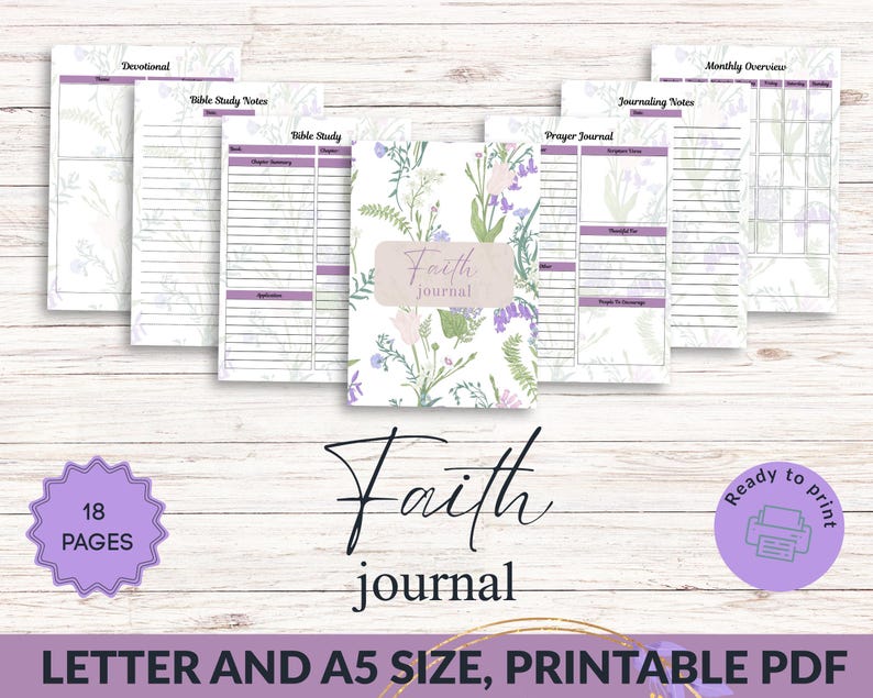 Faith Prayer Journal Printable, Christian Journal PDF, Guided Prayer ...