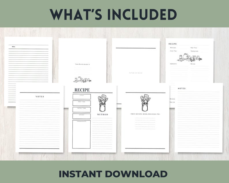 Printable Family Recipe Book: Multiple Template Styles (PDF) - Etsy