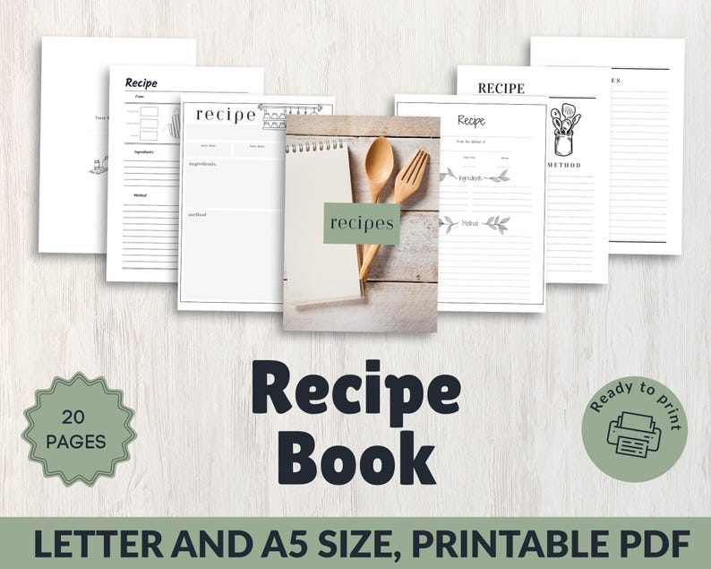 Printable Family Recipe Book: Multiple Template Styles (PDF) - Etsy