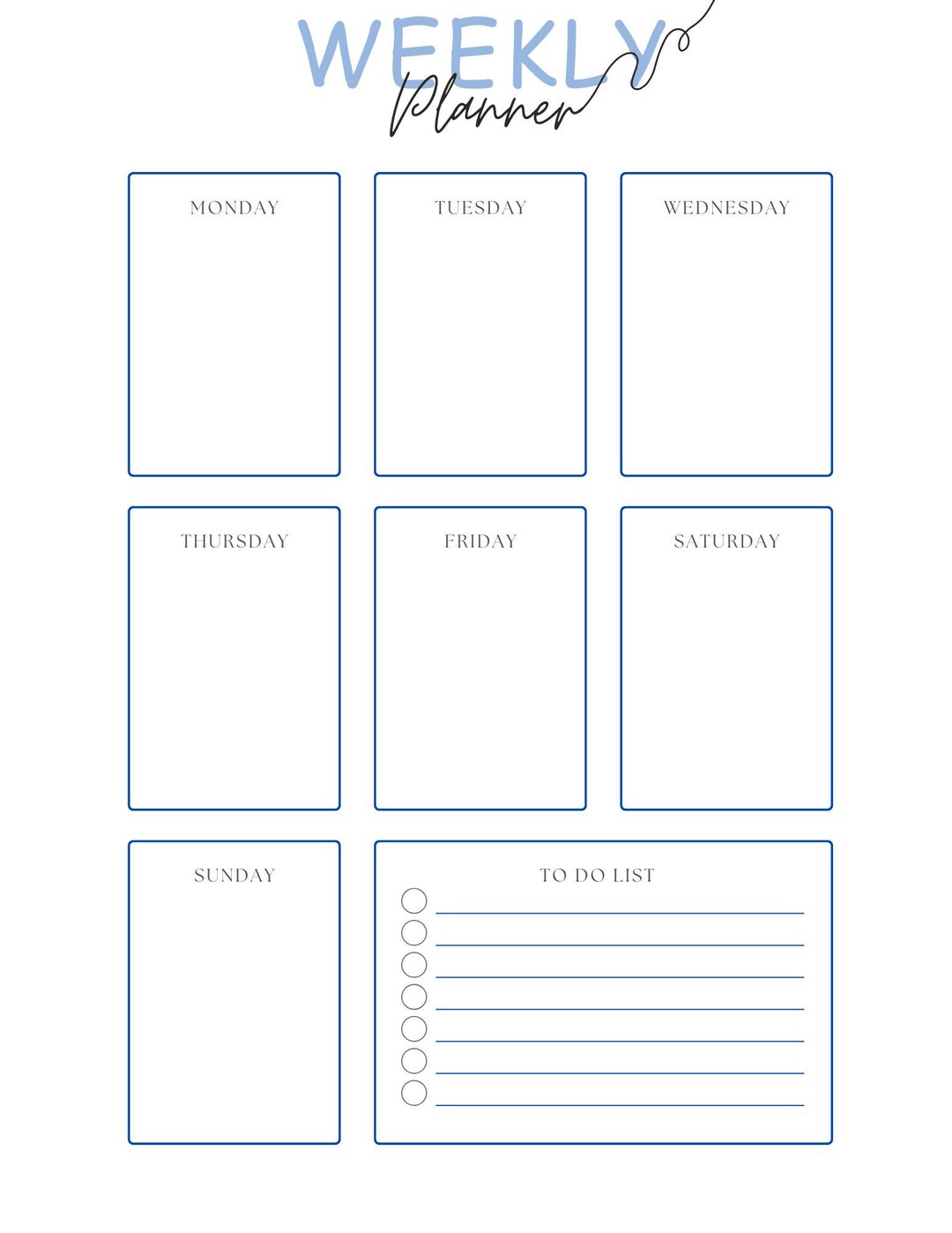 8.5in X 11in - Digital Weekly Planner - Etsy