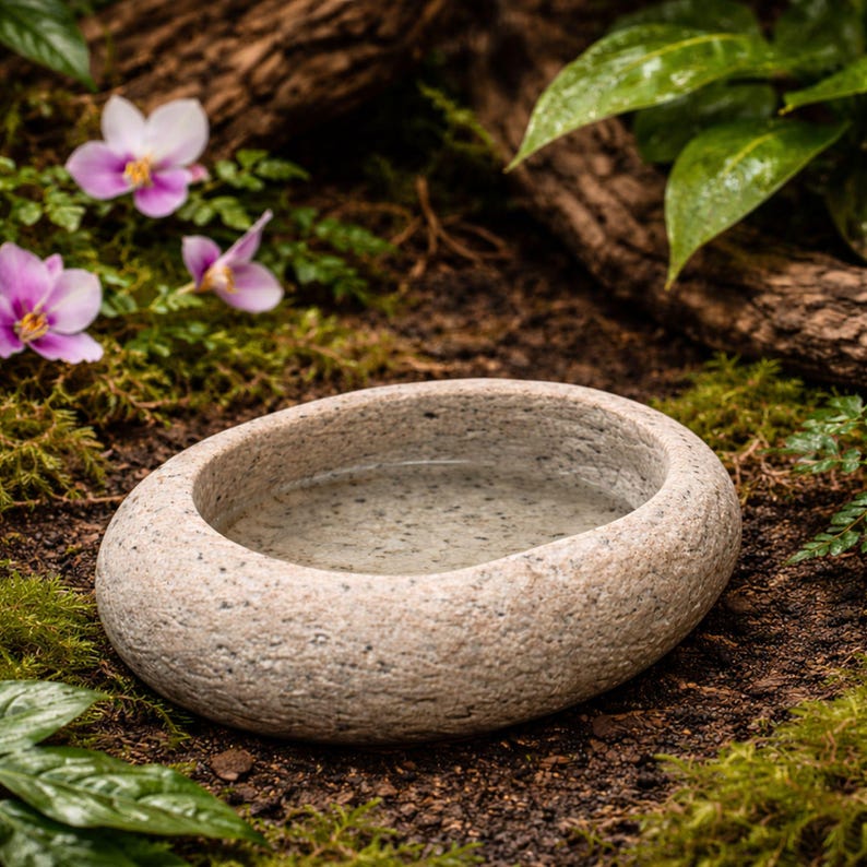 Pacman Frog Natural Pebble Stone Food Water Dish | Heavy Rock Bowl for ...