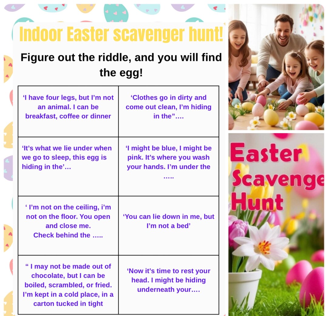 Easter Riddle Scavenger Hunt Indoors - Etsy