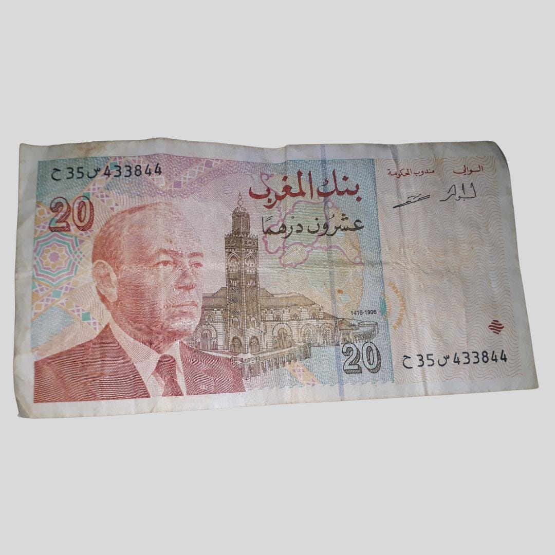 Old and Rare Moroccan 20 Dirham Banknote of King Hassan II - Etsy