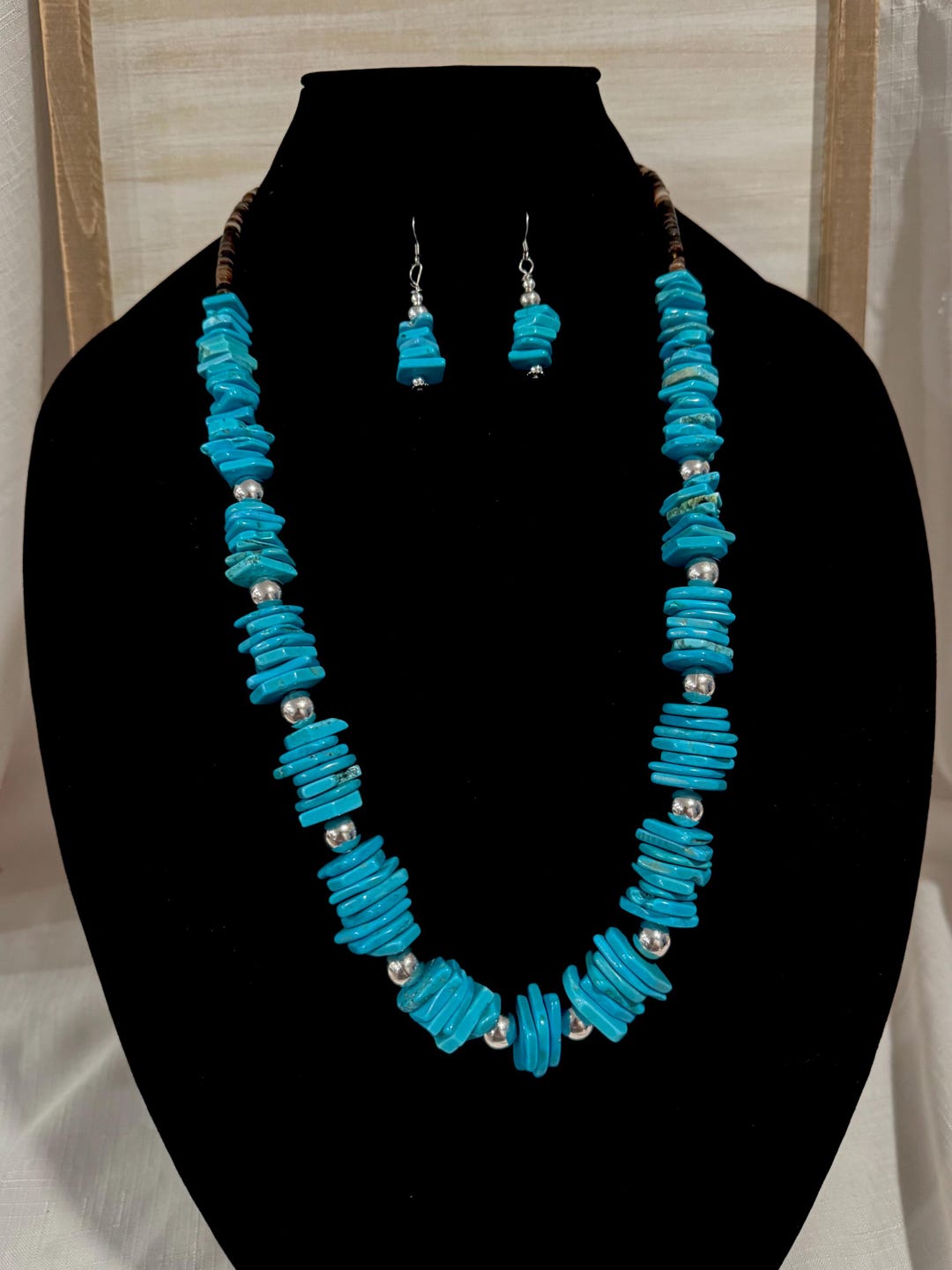 Bold Graduated Turquoise Disc Necklace & Earring Set — Handmade by ...