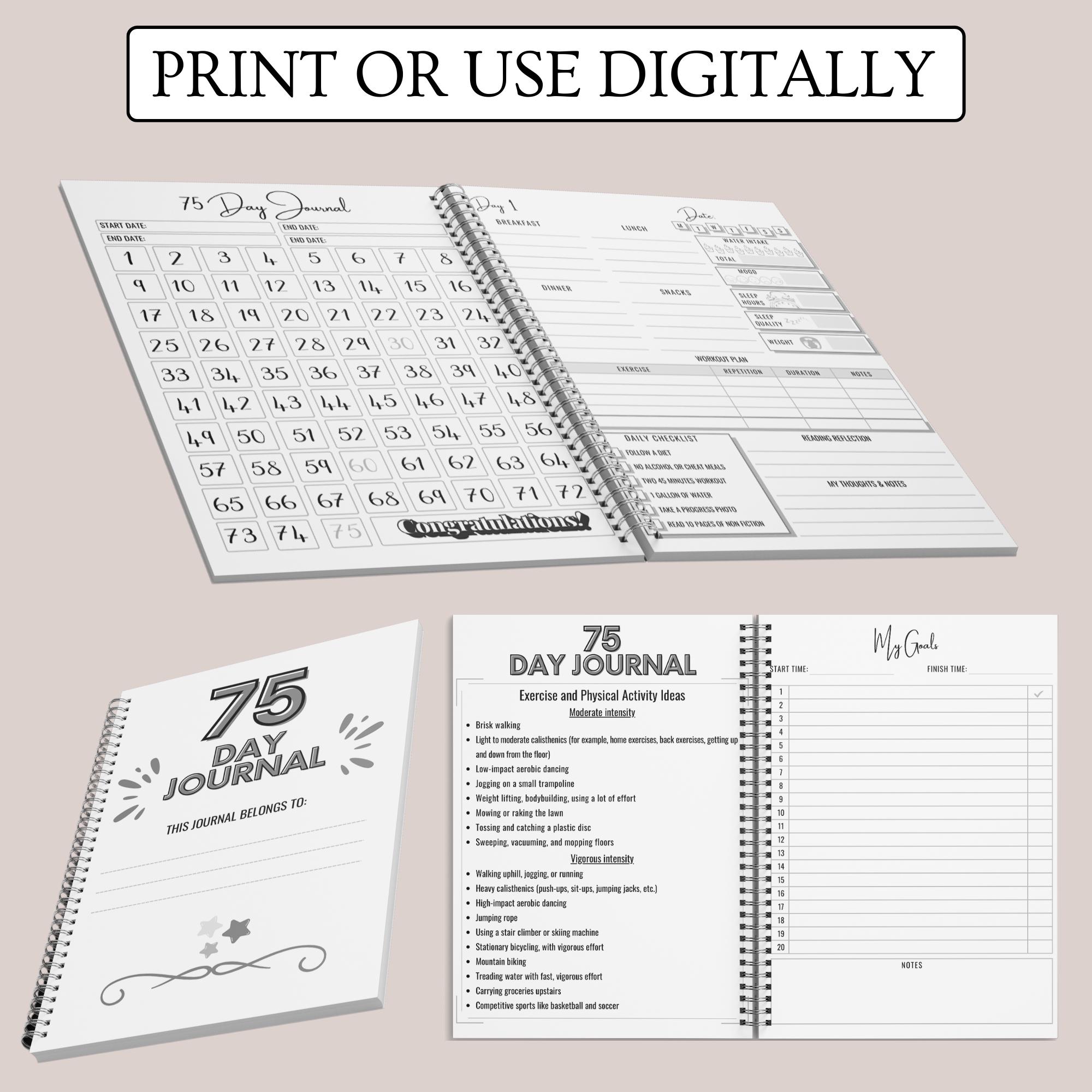 75 Day Challenge Digital Planner for Goodnotes 75 Hard & Soft Challenge ...