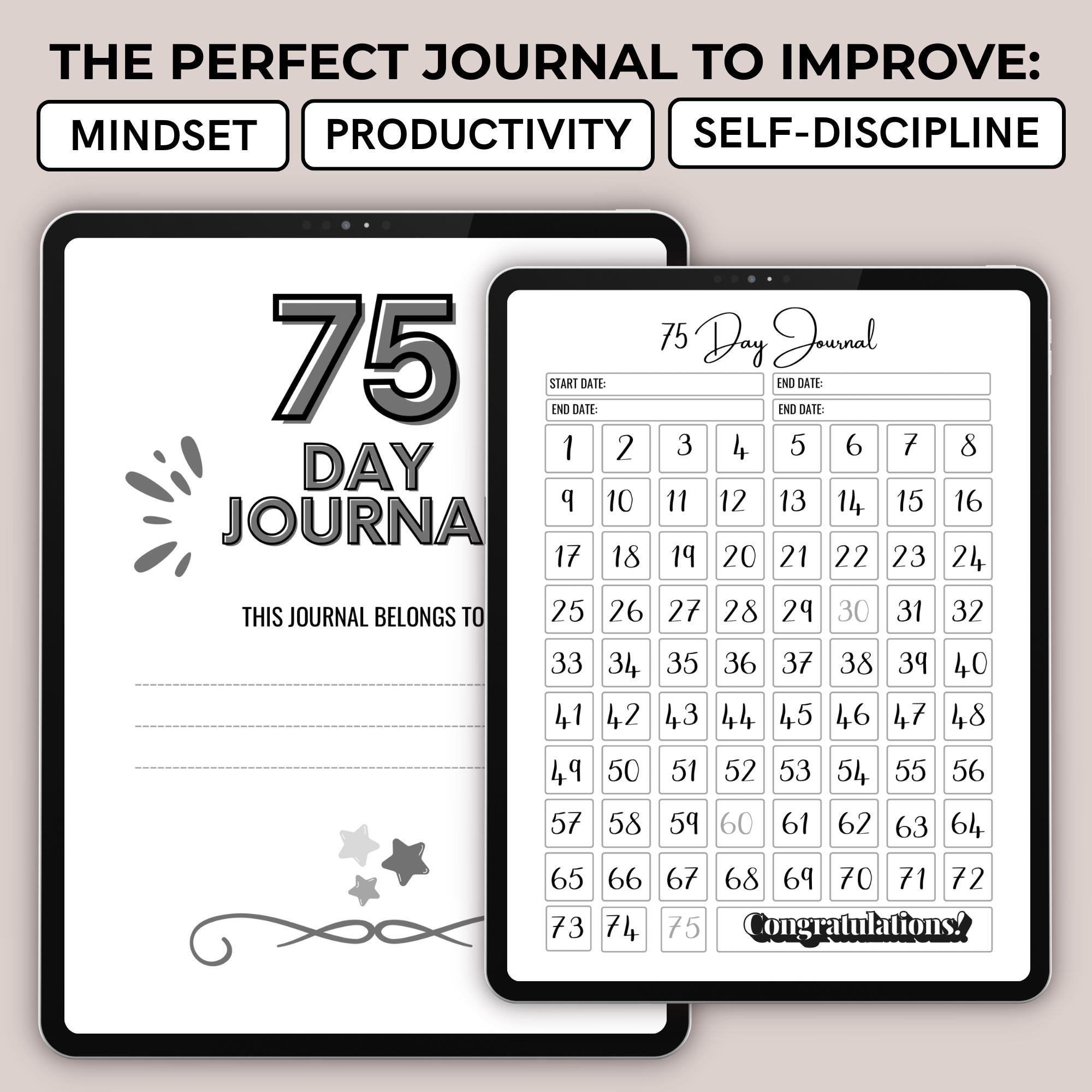 75 Day Challenge Digital Planner for Goodnotes 75 Hard & Soft Challenge ...