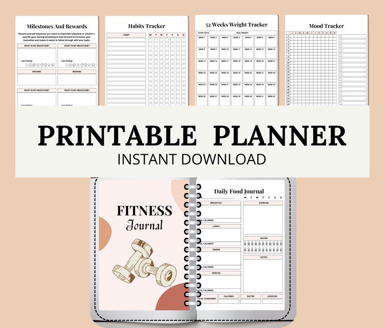 Digital Fitness Journal for iPad With Goodnotes and Notability Undated ...
