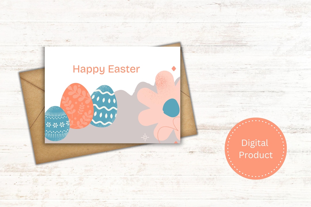 Printable Easter Card, Instant Download, Folded Greeting Card, Size 5 ...