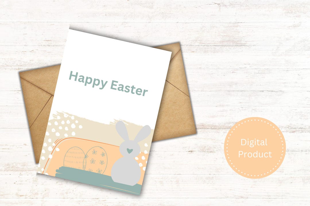Printable Easter Card, Instant Download, Folded Greeting Card, Size 5 ...