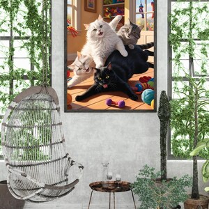 Kittens Cat Digital Art Print Digital Cat Wall Decor Fun Pet Room ...