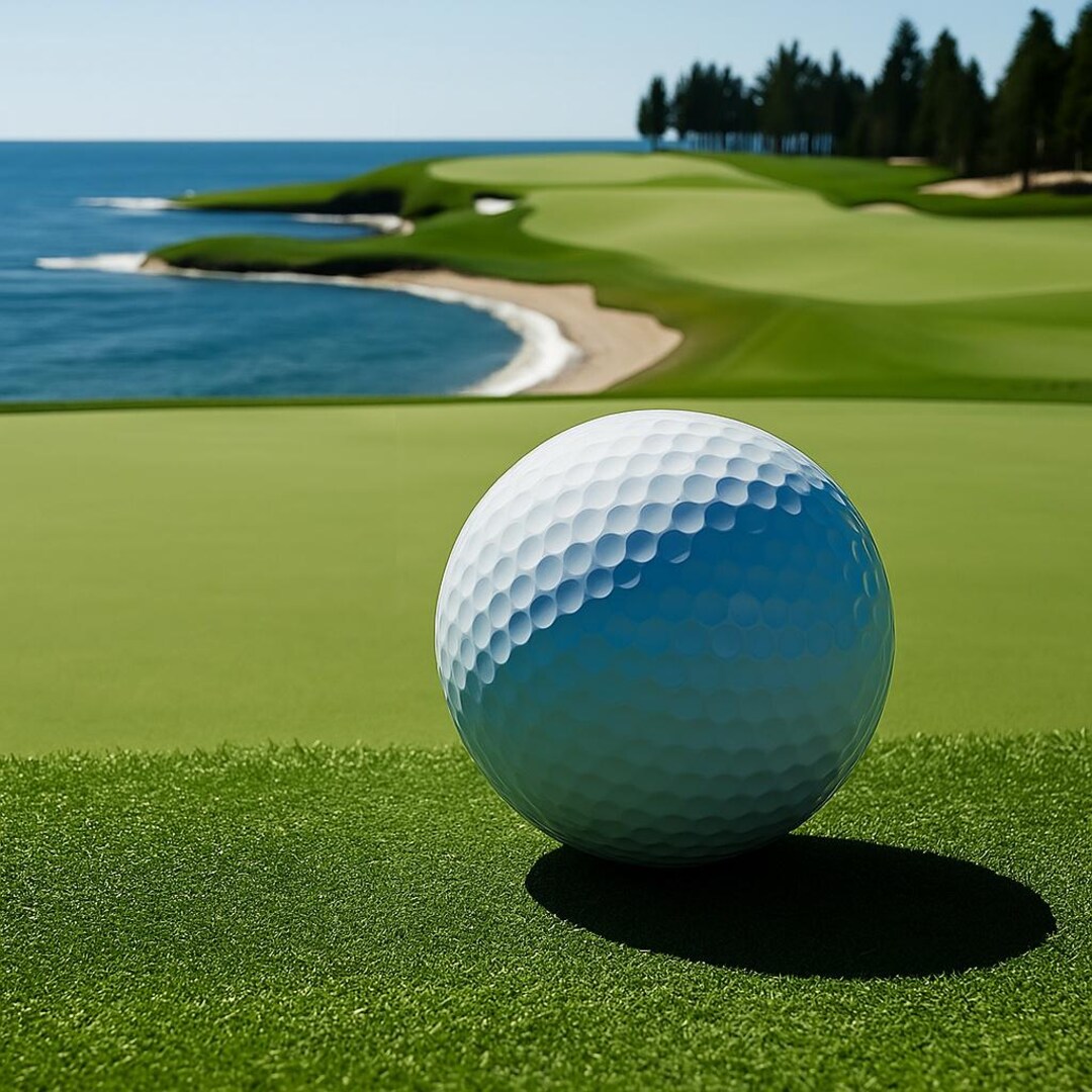 Golf Course Digital Art Coastal Print Ocean View Golf Ball Gifts Men ...