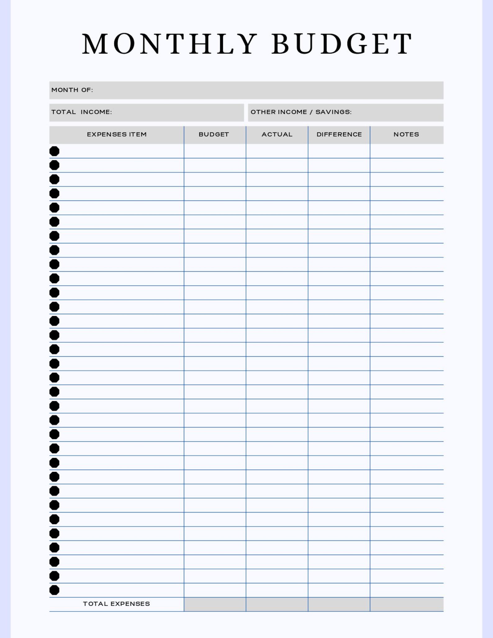 Monthly Budget Tracker – Printable PDF | Simple & Professional Layout ...