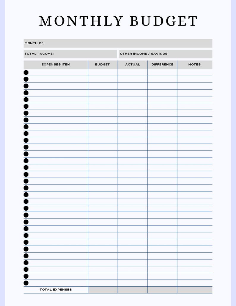 Monthly Budget Tracker – Printable PDF | Simple & Professional Layout ...
