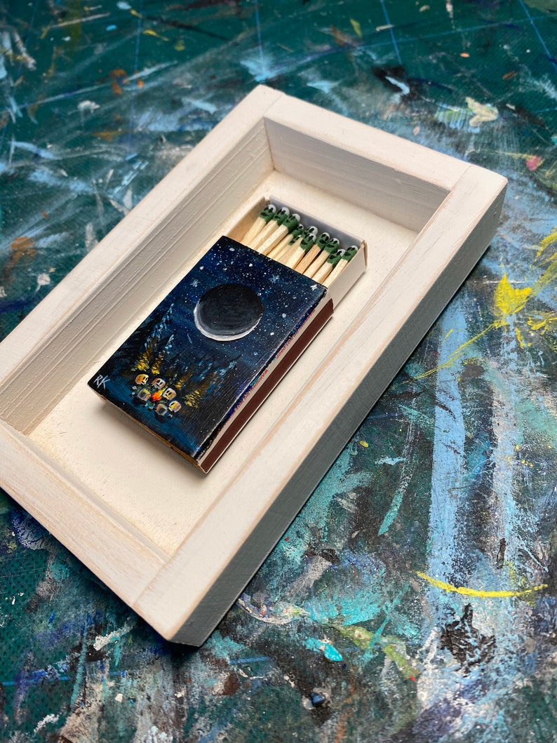 Original Matchbox Art - Under the Flower Moon - Etsy