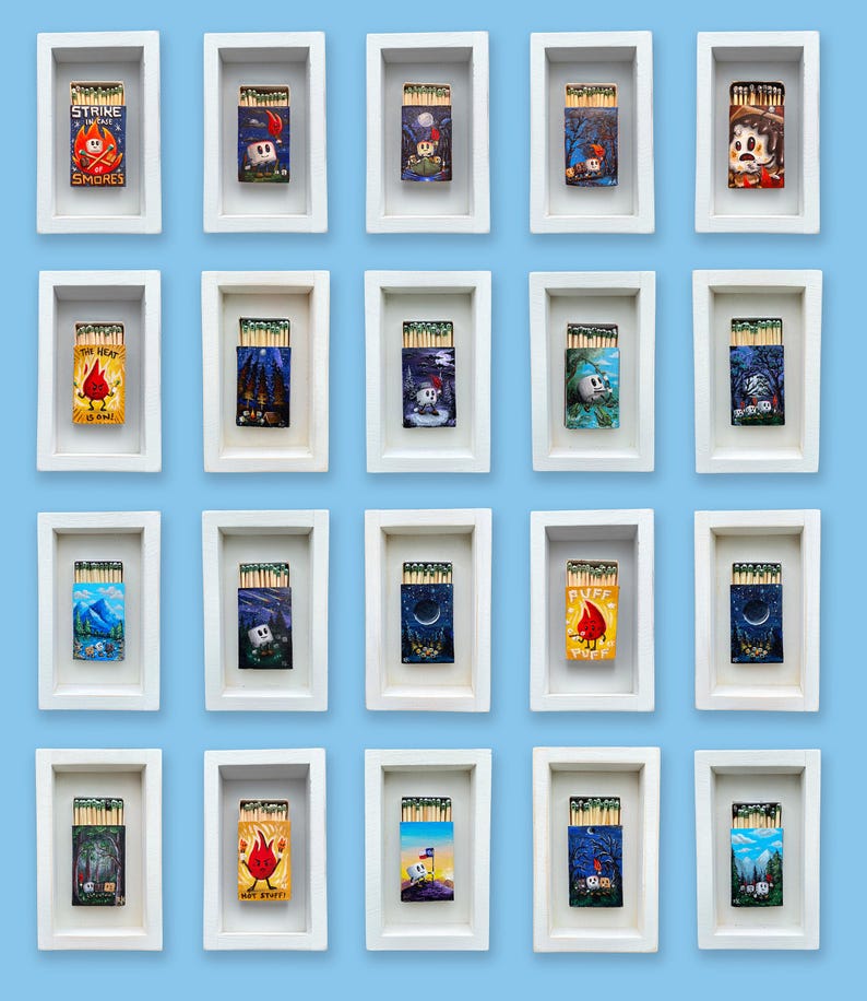 Original Matchbox Art - Under the Flower Moon - Etsy