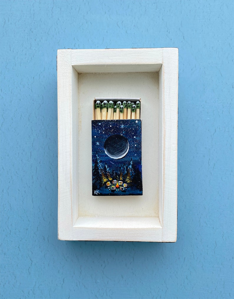Original Matchbox Art - Under the Flower Moon - Etsy
