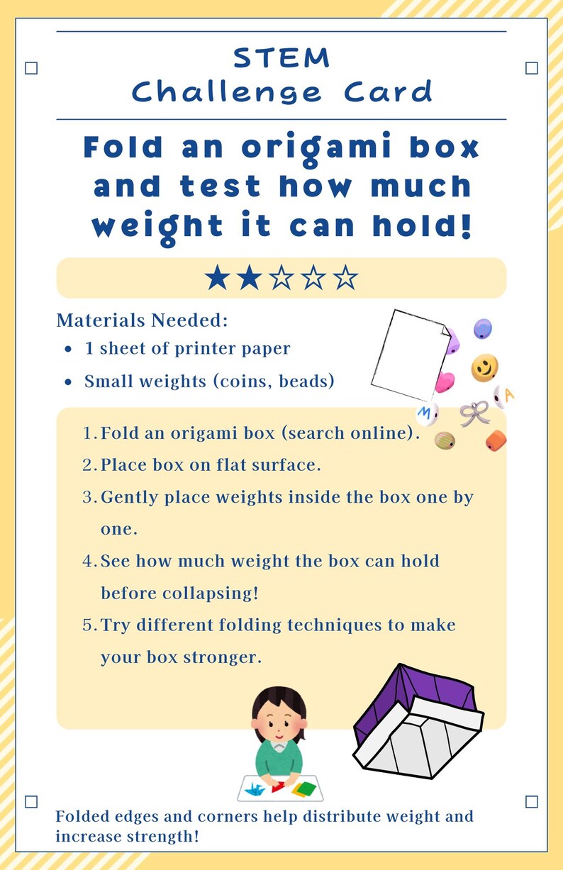 STEM Challenge Cards for Kids | Printable Paper Engineering Activities ...