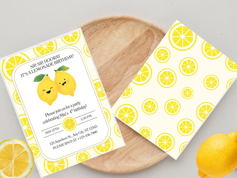 Lemonade Birthday Invitation Editable Kids Party Invite Sip Sip Hooray ...