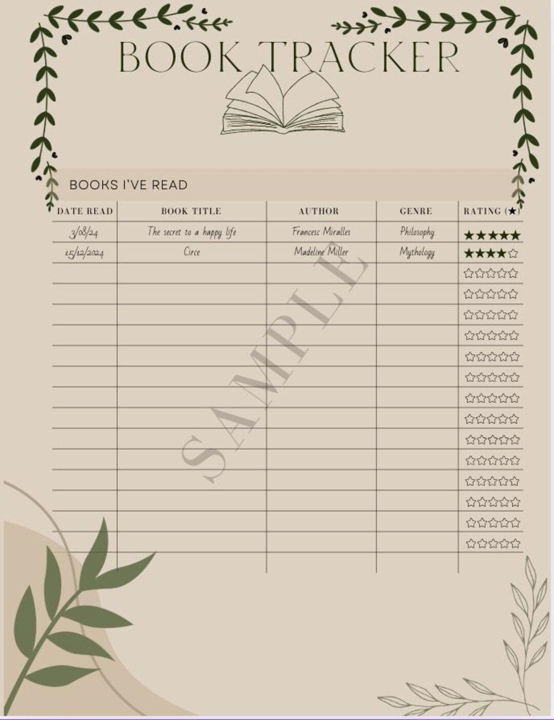 Book Tracker | Reading Log Printable PDF | Books I’ve Read & Wishlist ...