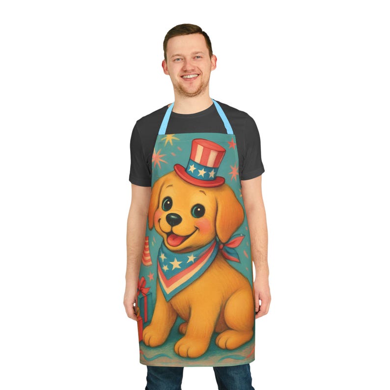 Patriotic Cute Puppy Apron - Perfect for BBQ, Cookout, and Dog Lovers ...