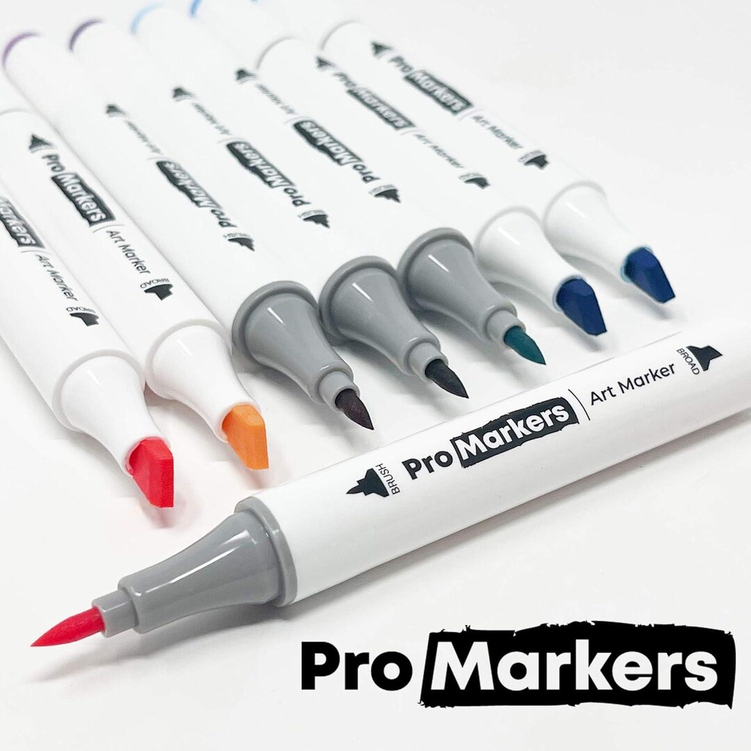 Alcohol Ink Pro Markers Set – 60 Pcs, Brush & Chisel Tips for Fine Art ...