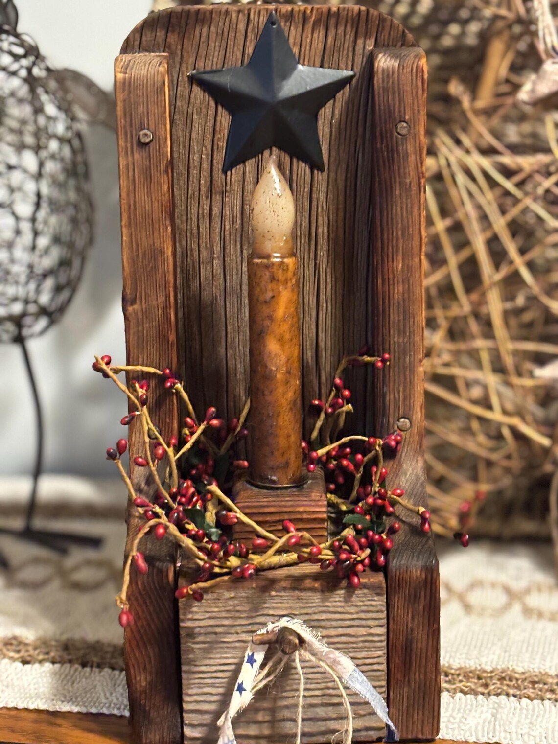 Primitive Wooden Candle Box W/ Battery Operated Candle - Etsy