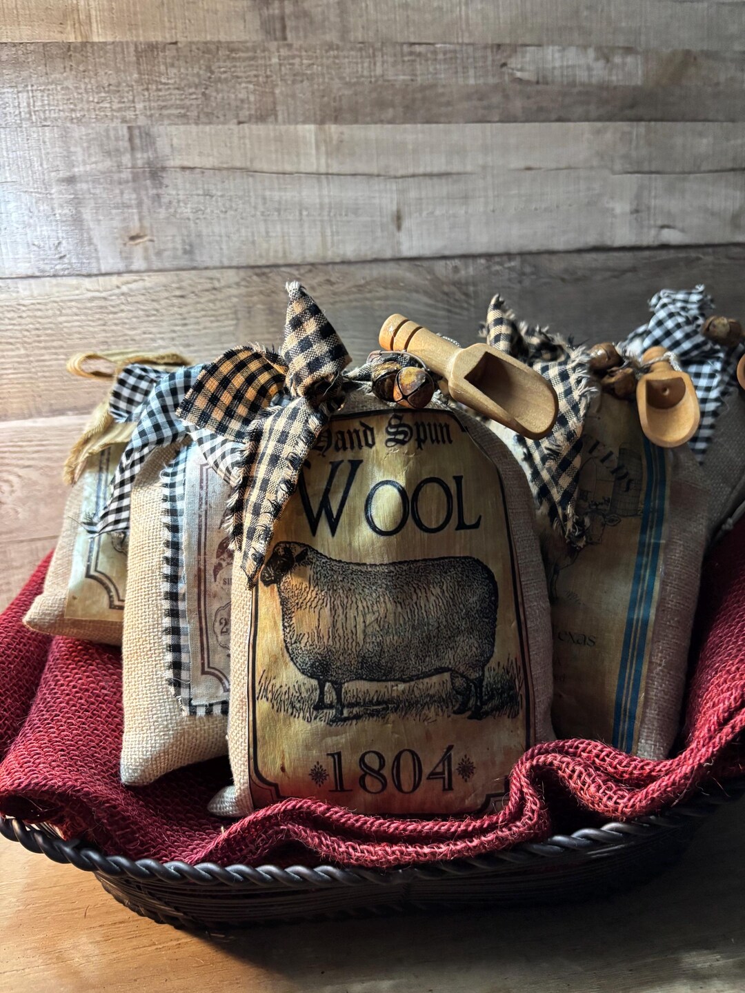 Farmhouse Burlap Bag With Bow and Scoop - Etsy