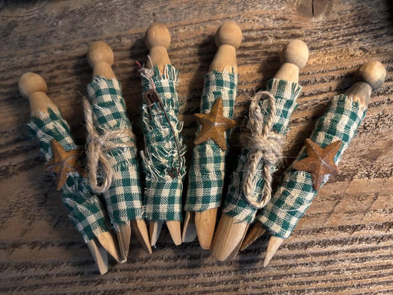 Primitive Homespun Wrapped Clothespins - Etsy