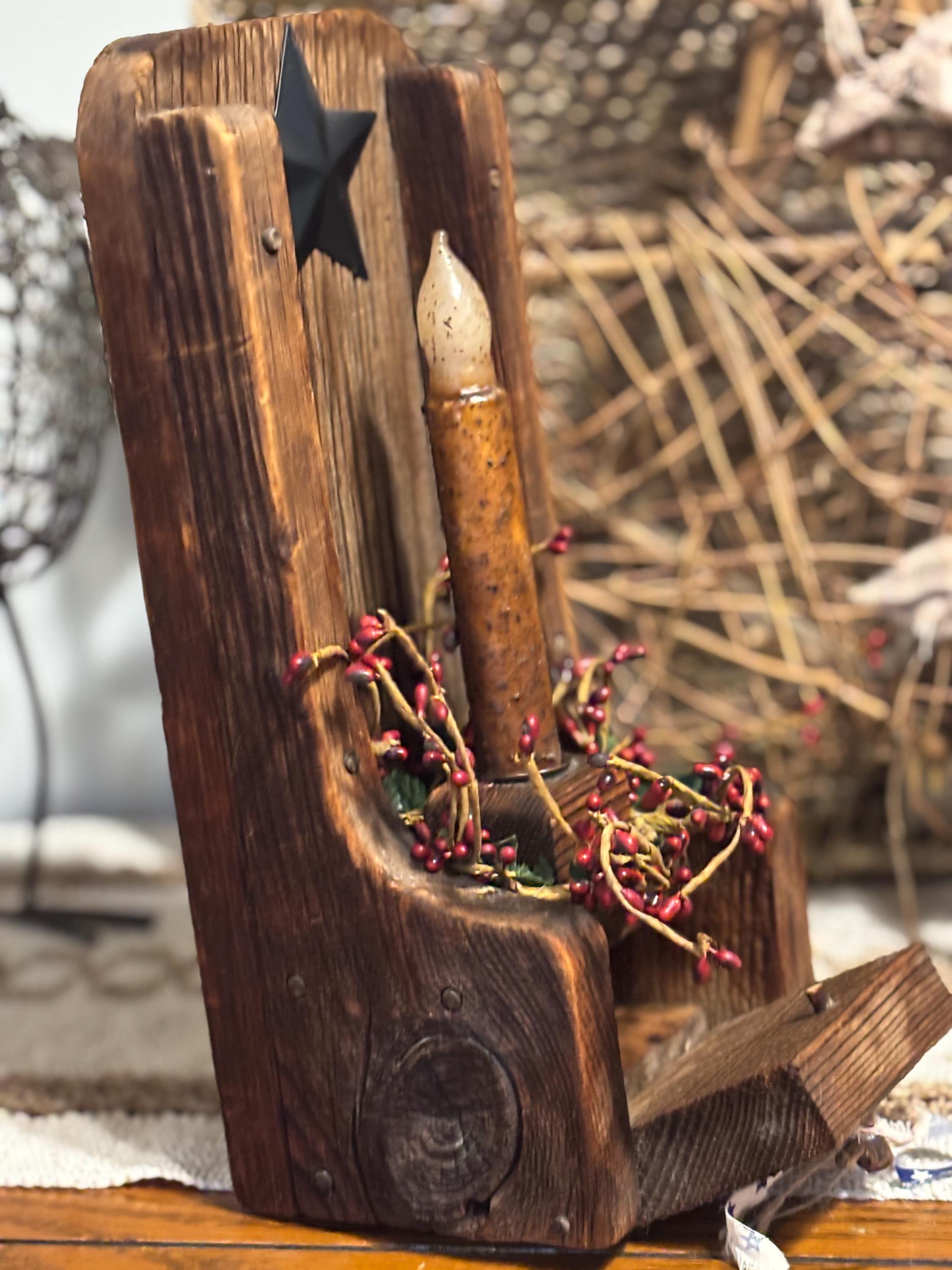 Primitive Wooden Candle Box W/ Battery Operated Candle - Etsy