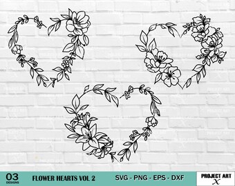 FLOWER HEART SVG Flowers Love Valentine's Day Floral - Etsy
