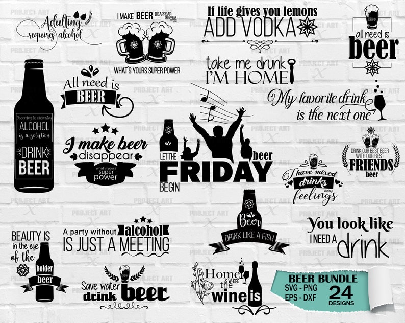 Alcohol Quotes Svg Bundle Funny Alcohol Svg Wine Svg Beer - Etsy