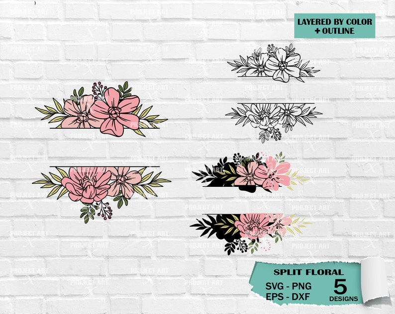 Floral Split SVG Floral Frame Svg Flower Border Svg Split - Etsy