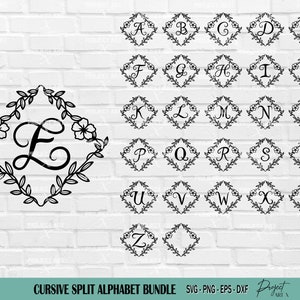 Split Monogram Alphabet SVG, Split Monogram Frame Alphabet, Last Name ...