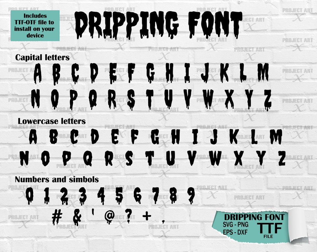 Dripping Font TTF, Halloween Font TTF, Blood Font SVG, Dripping Cut ...