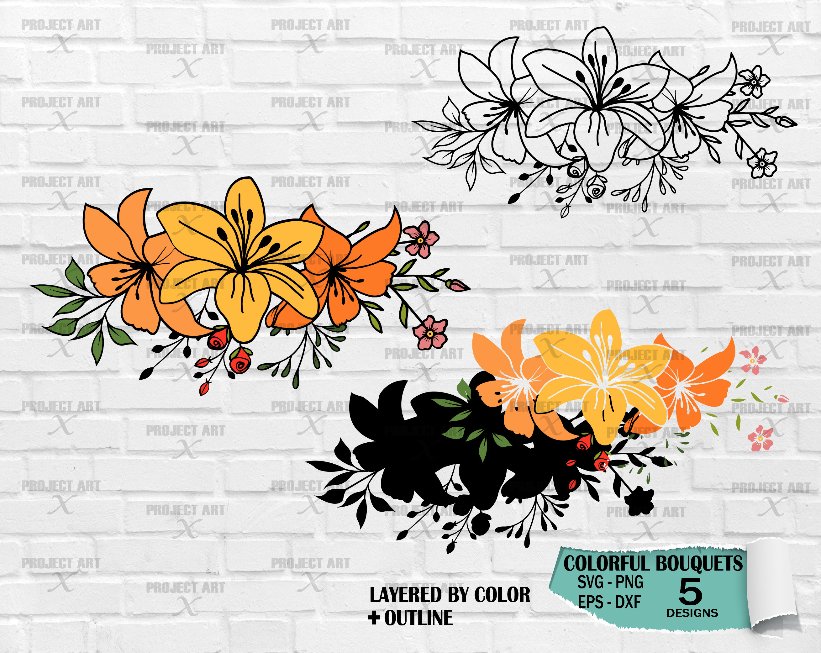 Flower Svg Bundle Floral Arrangement Svg Floral Svg - Etsy UK