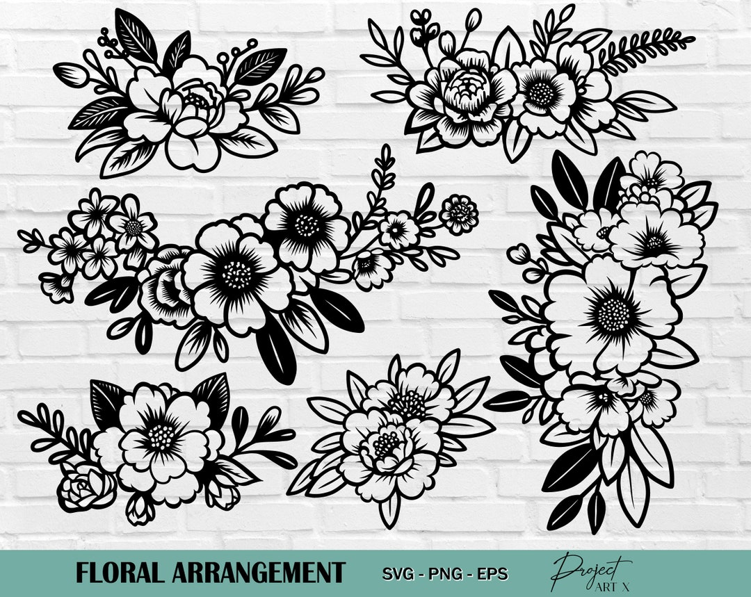 Flower Svg Bundle, Floral Arrangement Svg, Floral Svg, Wildflower Svg ...