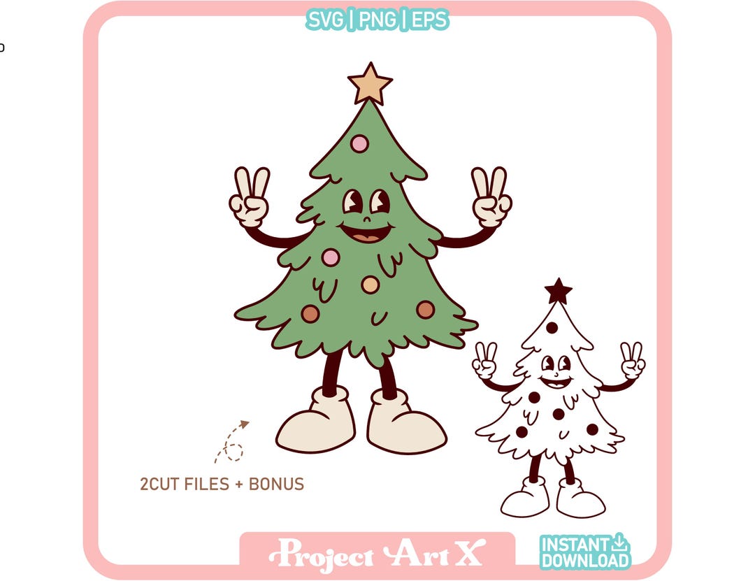 RETRO Christmas Tree Svg, Retro Christmas Character SVG, Cute Christmas ...
