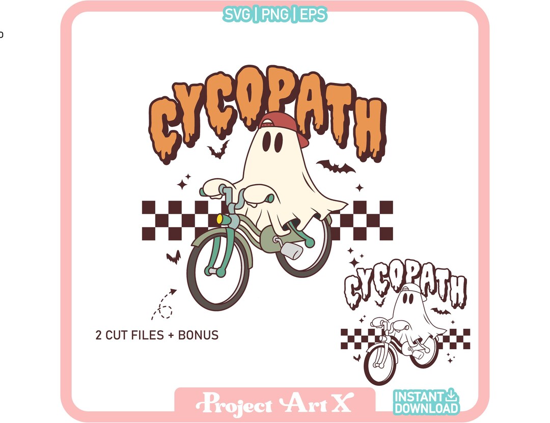Retro Halloween Ghost SVG, Cycopath PNG, Halloween Sublimation, Cute ...