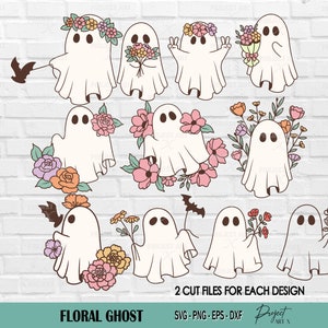 Floral Ghost SVG, Halloween SVG, Retro Halloween SVG, Spooky Svg ...