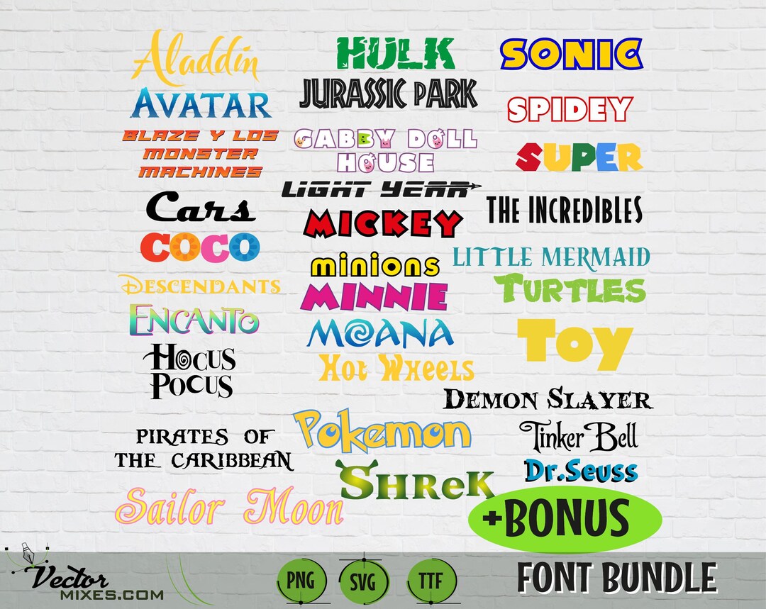 Font Bundle, Cartoon Fonts Bundle, Font Movie Font Set Digital Fonts ...