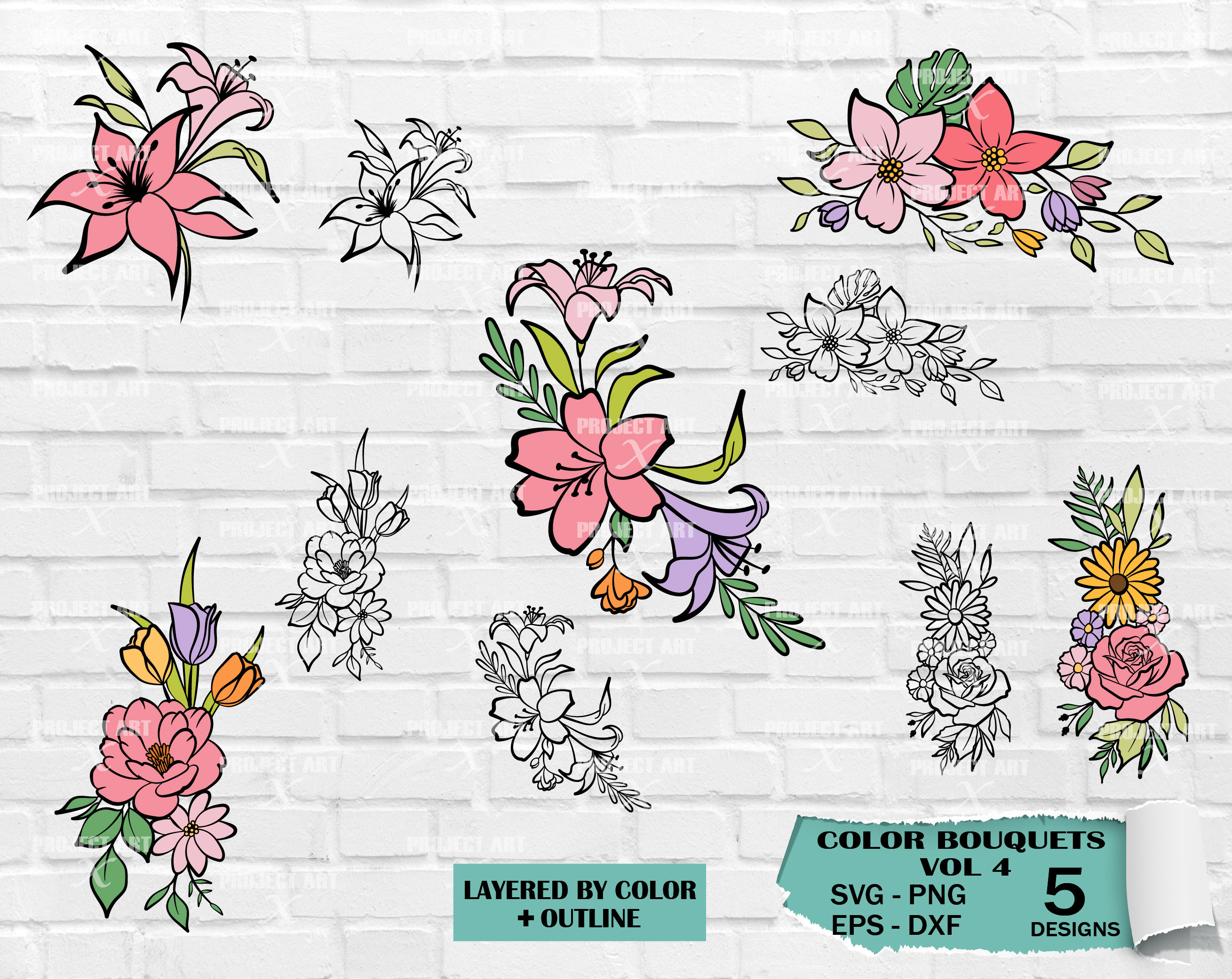 Flower Svg Bundle Floral Arrangement Svg Floral Svg - Etsy Australia
