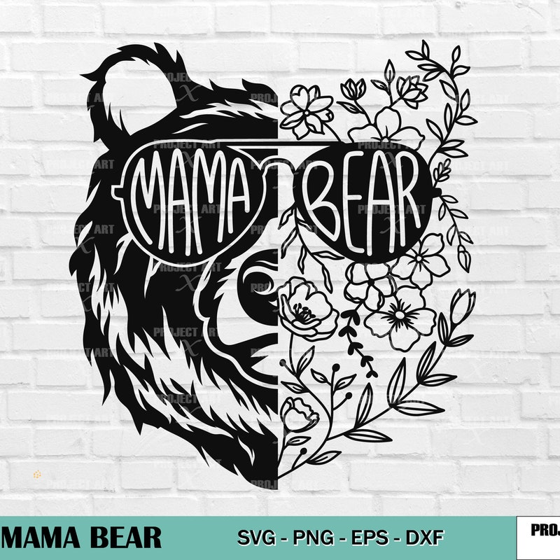 Mama Bear Floral Svg - Etsy