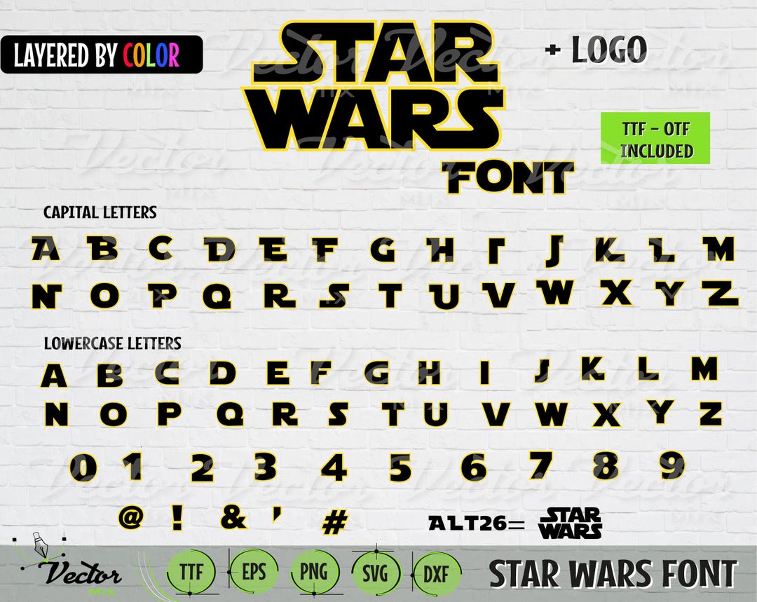 Star Wars Font, Star Wars Alphabet, Star Wars Font SVG, Star Wars ...