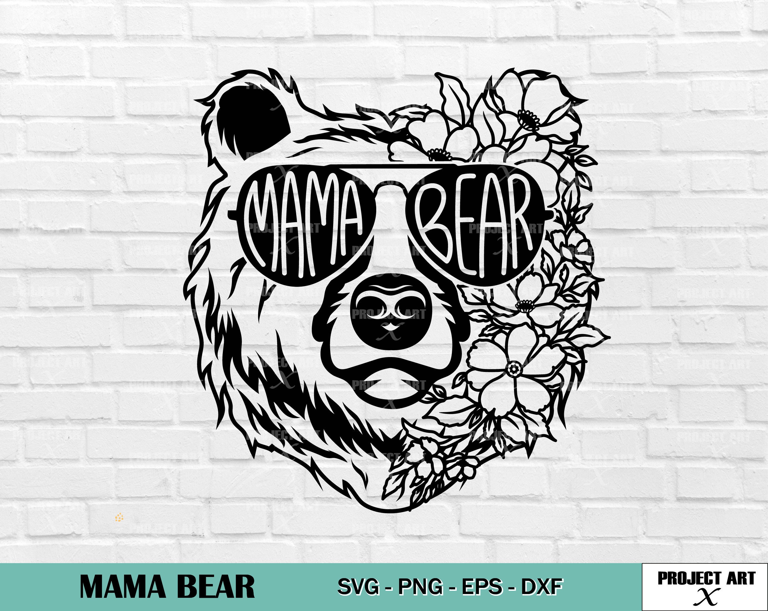 Mamá oso con flores Svg Mamá oso Svg Mamá oso con gafas de - Etsy México