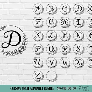 Split Monogram Alphabet SVG, Split Monogram Frame Alphabet, Last Name ...