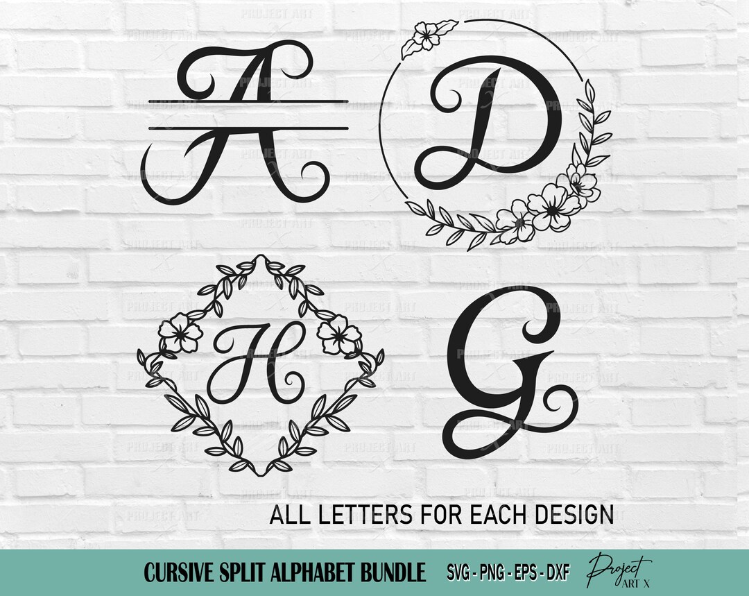 Split Monogram Alphabet SVG, Split Monogram Frame Alphabet, Last Name ...