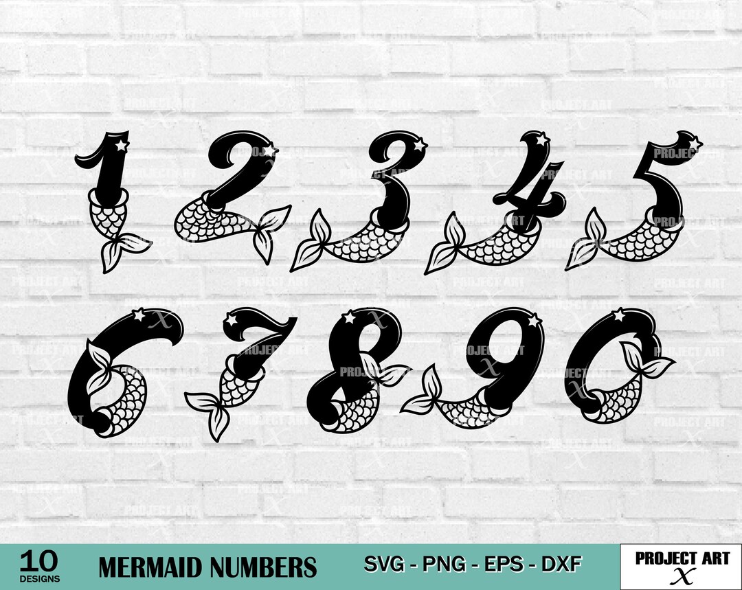 Mermaid Tail Numbers SVG, Mermaid Numbers Svg, Birthday Mermaid SVG ...