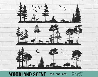 Woodland Scene Svg, Animal in Forest Svg, Spruce Forest Svg, Nature Svg ...